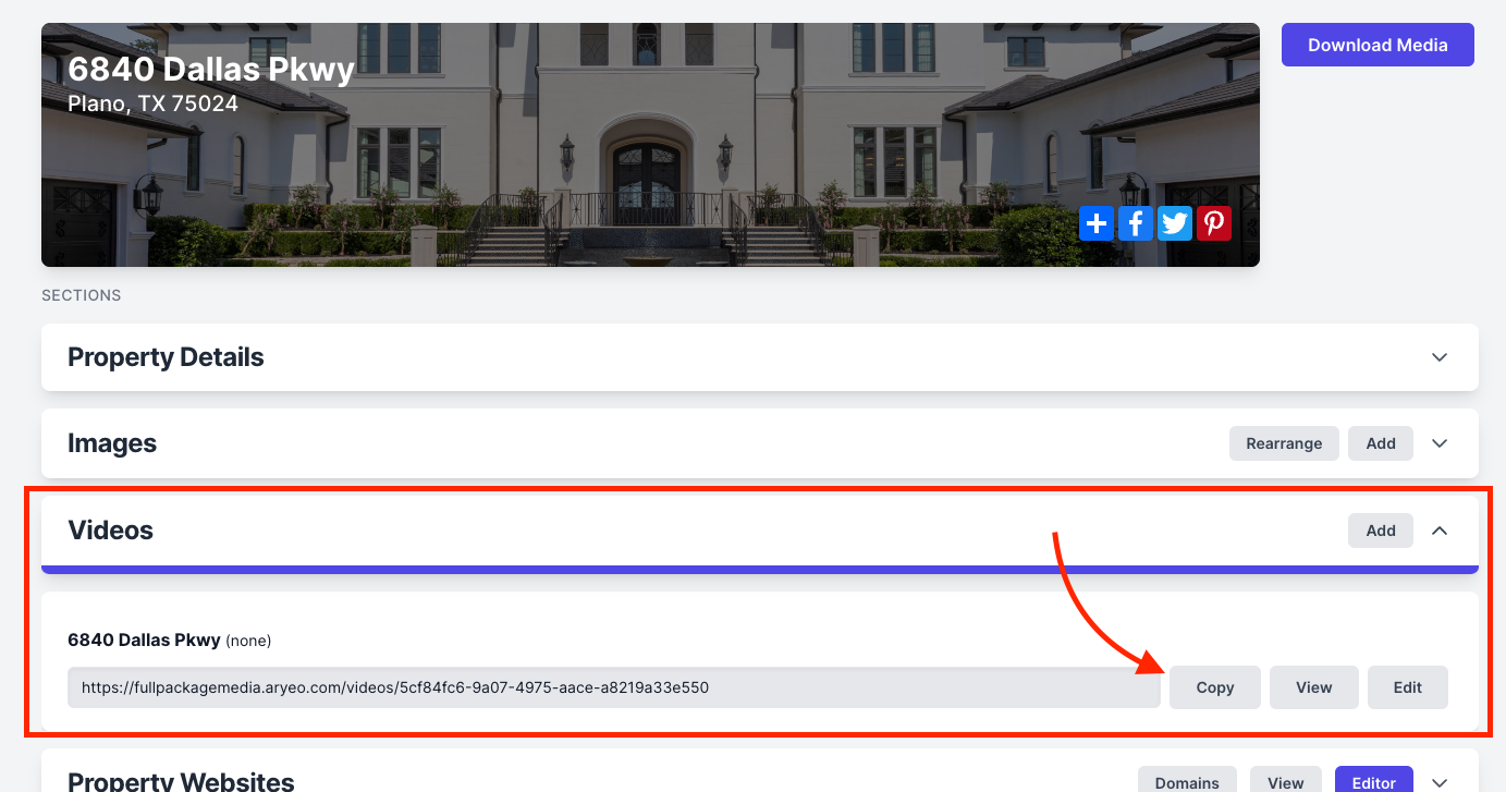 Can I share a link to just the video without sharing the entire property website? – Full Package ...